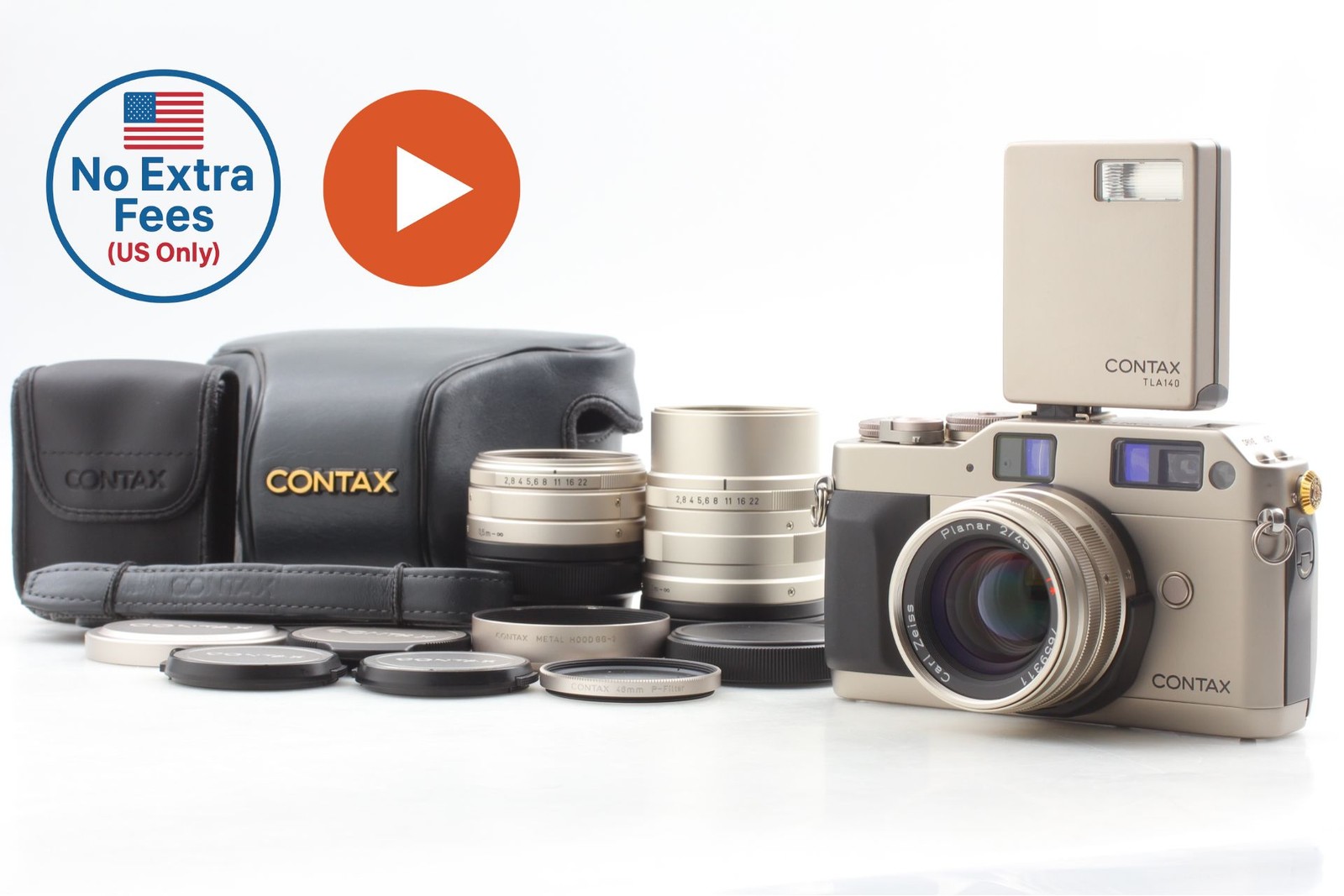 GREEN LABEL [ MINT+++ w/ Case Strap ] Contax G1 Green 28 45 90 TLA140 ...