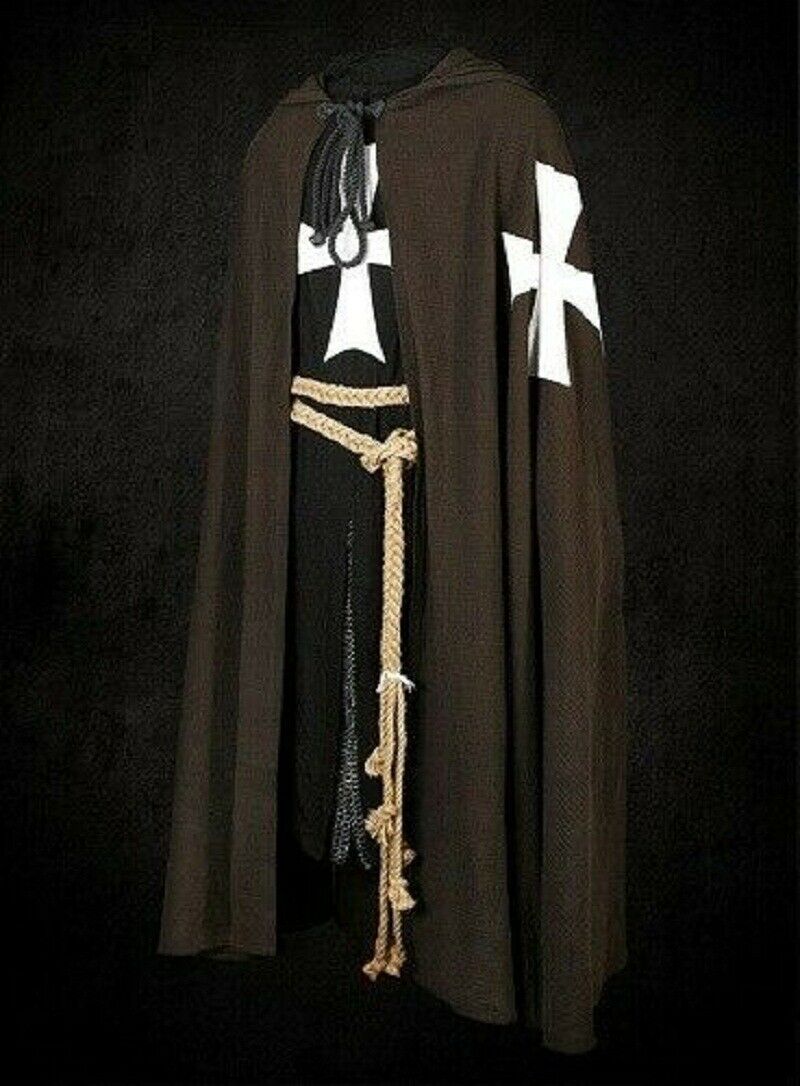 Middle Ages Cape Hospitaller Long Sleeve Tunic Surcoat & Hood Cloak Men ...