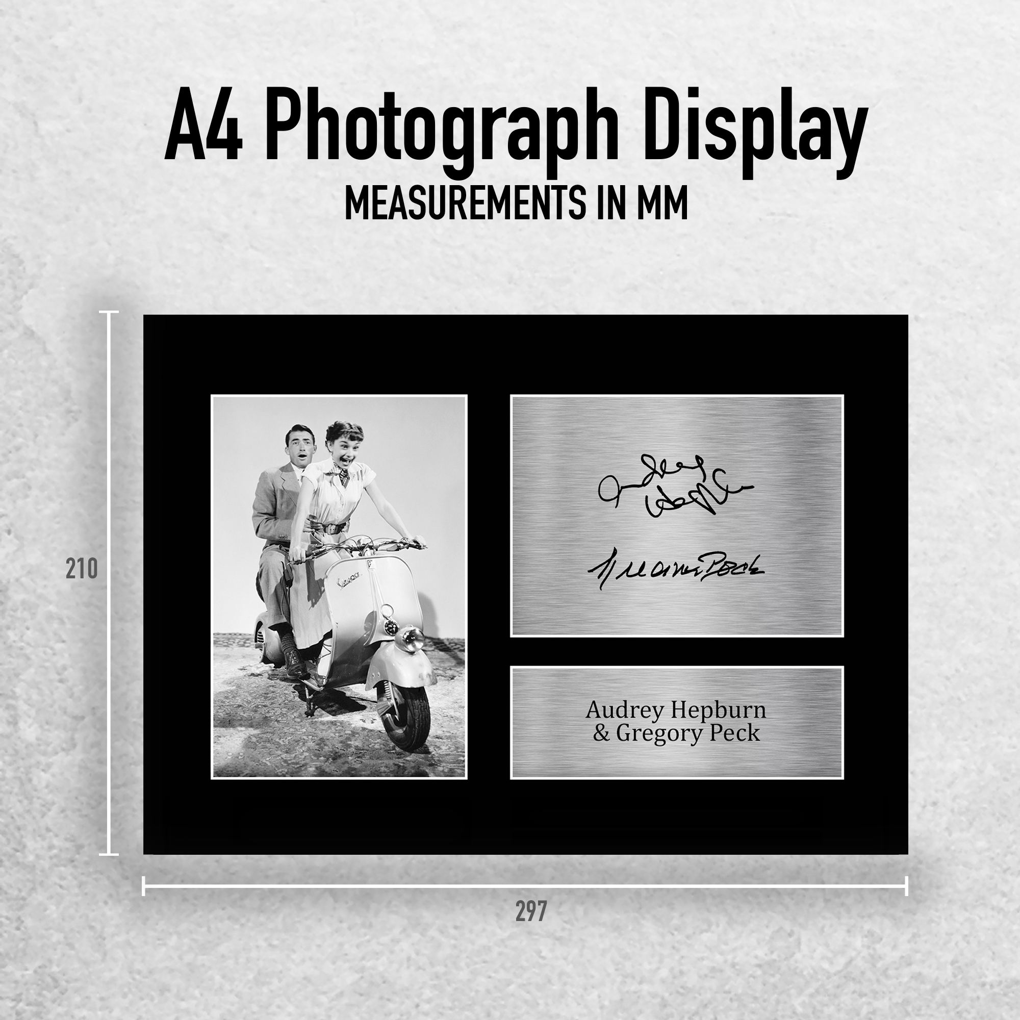Audrey Hepburn & Gregory Peck Roman Holiday Gift Signed A4 Photo Print ...