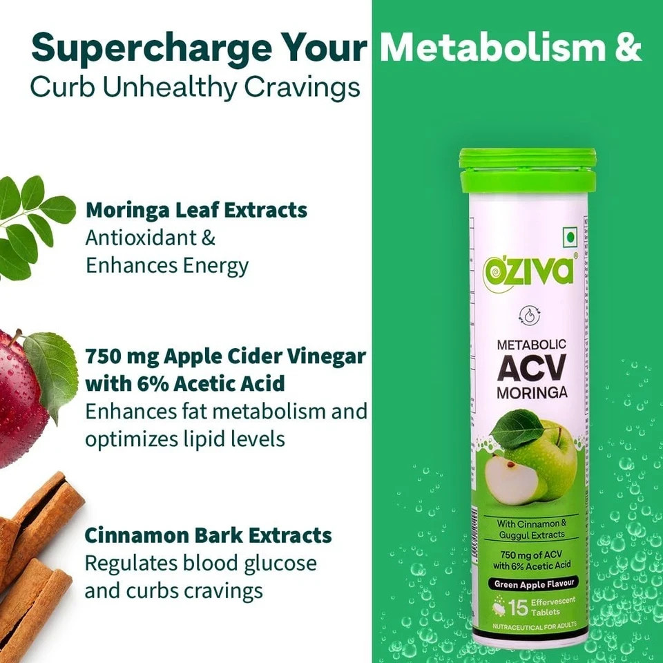 OZIVA PLANT BASED HerBalance for PCOS Supplements & ACV Moringa for ...
