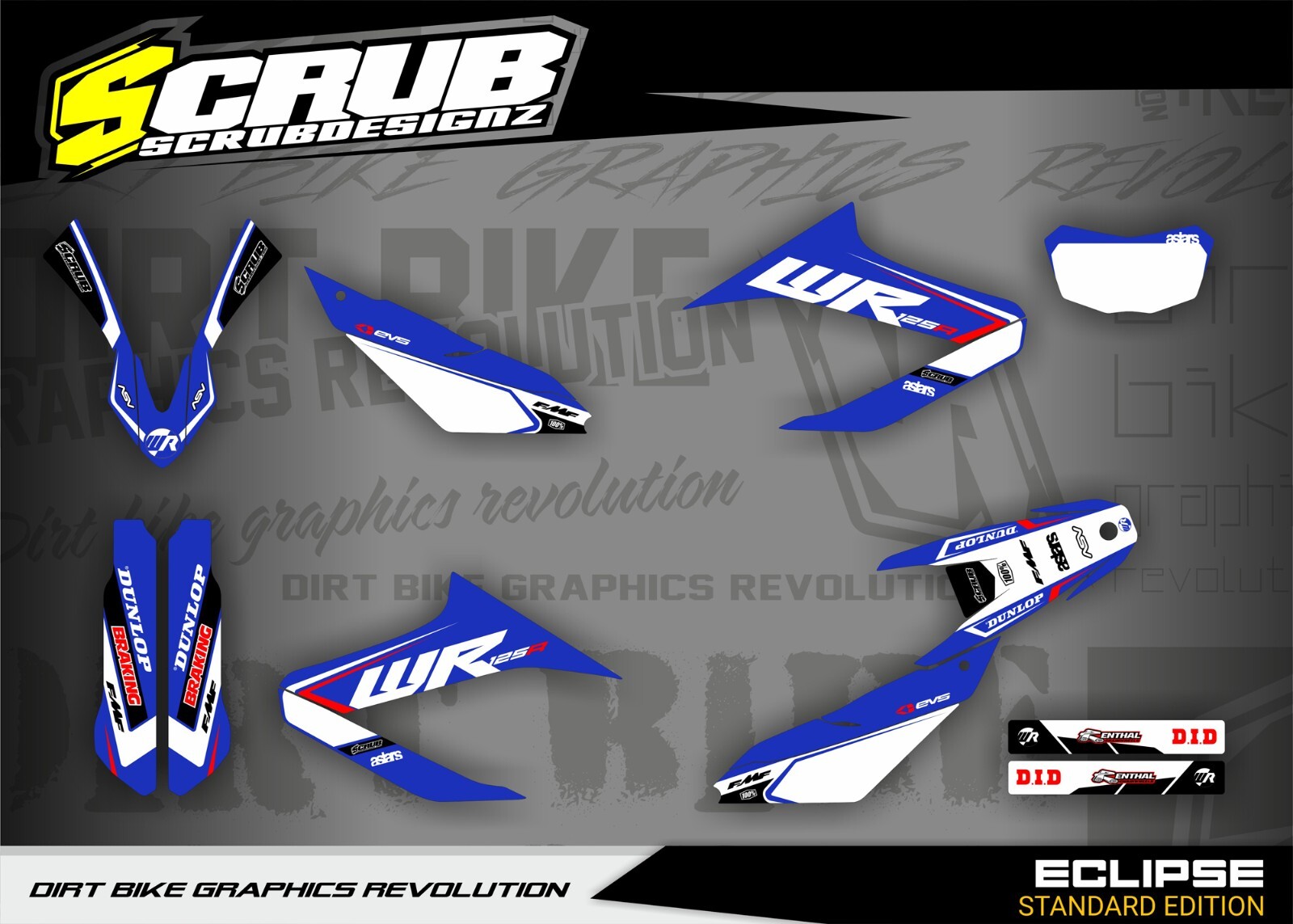 Yamaha WR125R 2009 - 2018 Enduro Graphics Decals Stickers WR 125 R SCRUB