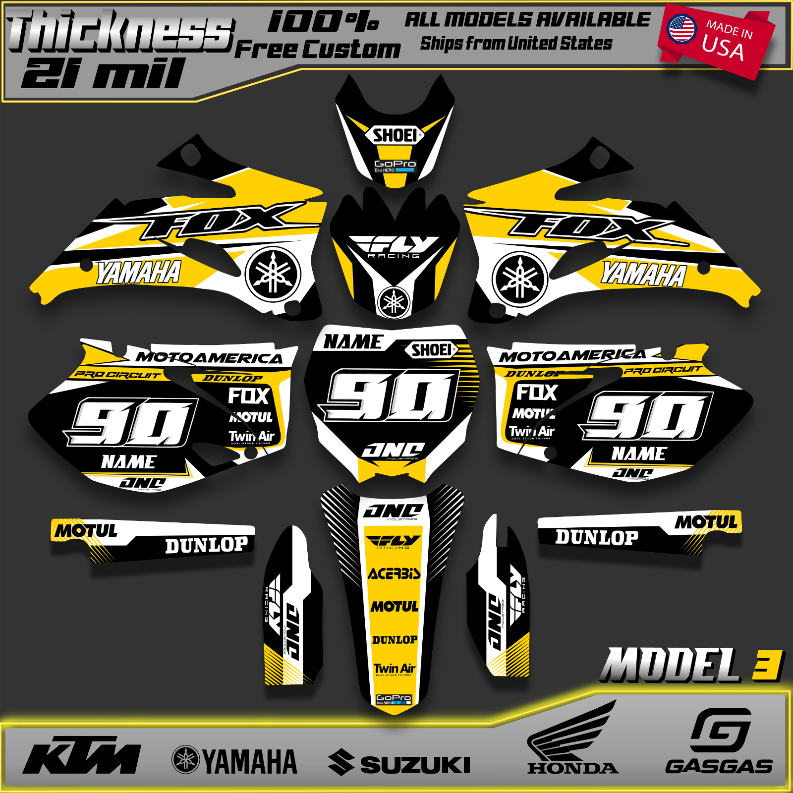 Graphics Kit for Yamaha YZ250F YZ450F (2006-2009) YZ 250F YZ 450F Blue-Blue-Yell | eBay