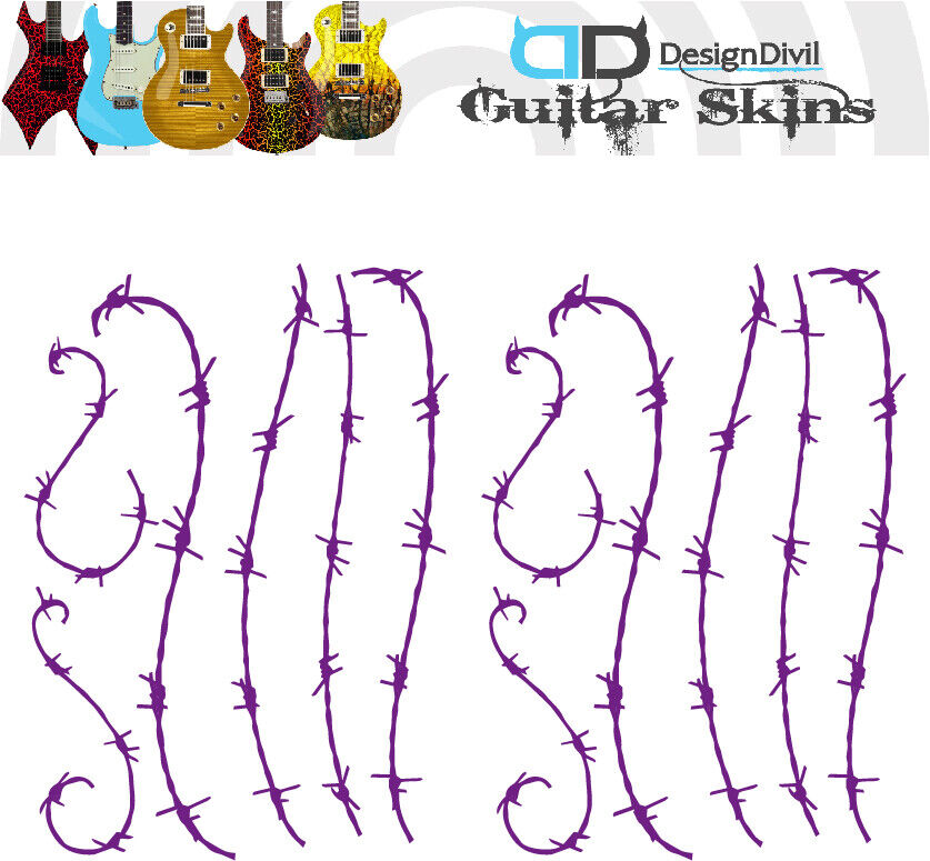 Pro Custom BARB WIRE Guitar Decal Stickers Fits All Guitars 12 Colour ...