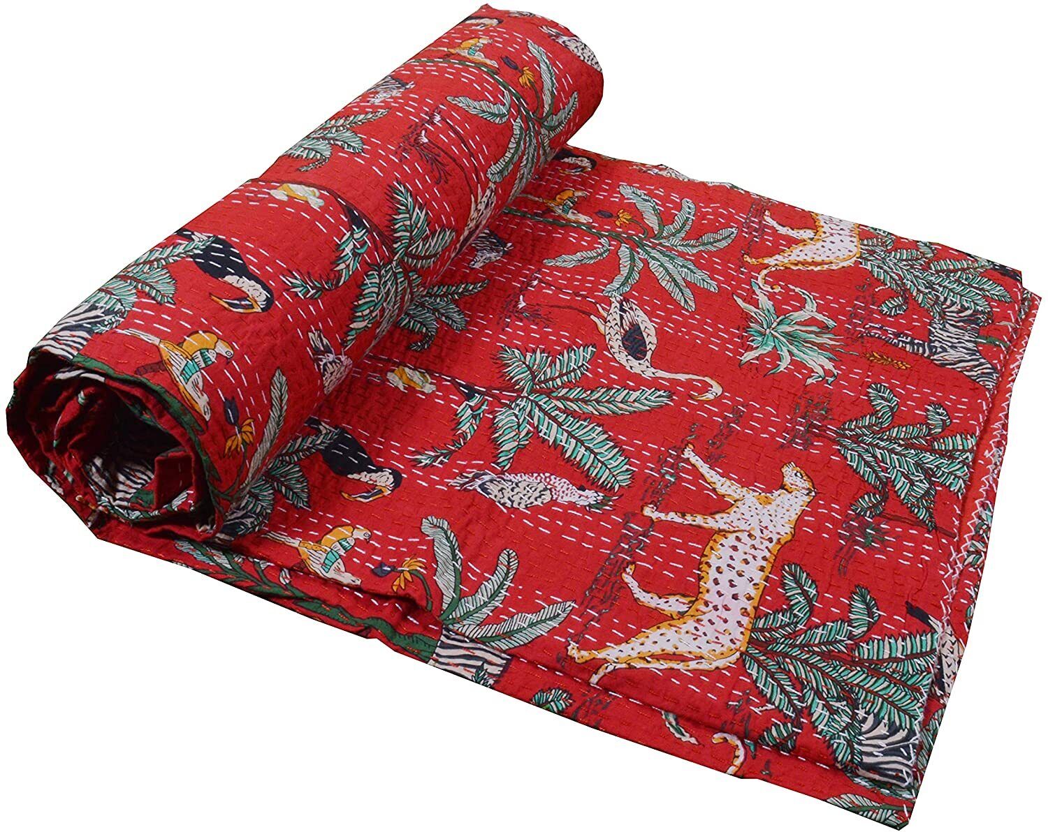 Ethnic Bedspread Indian Blanket Queen/King Coverlet Kantha Quilts ...