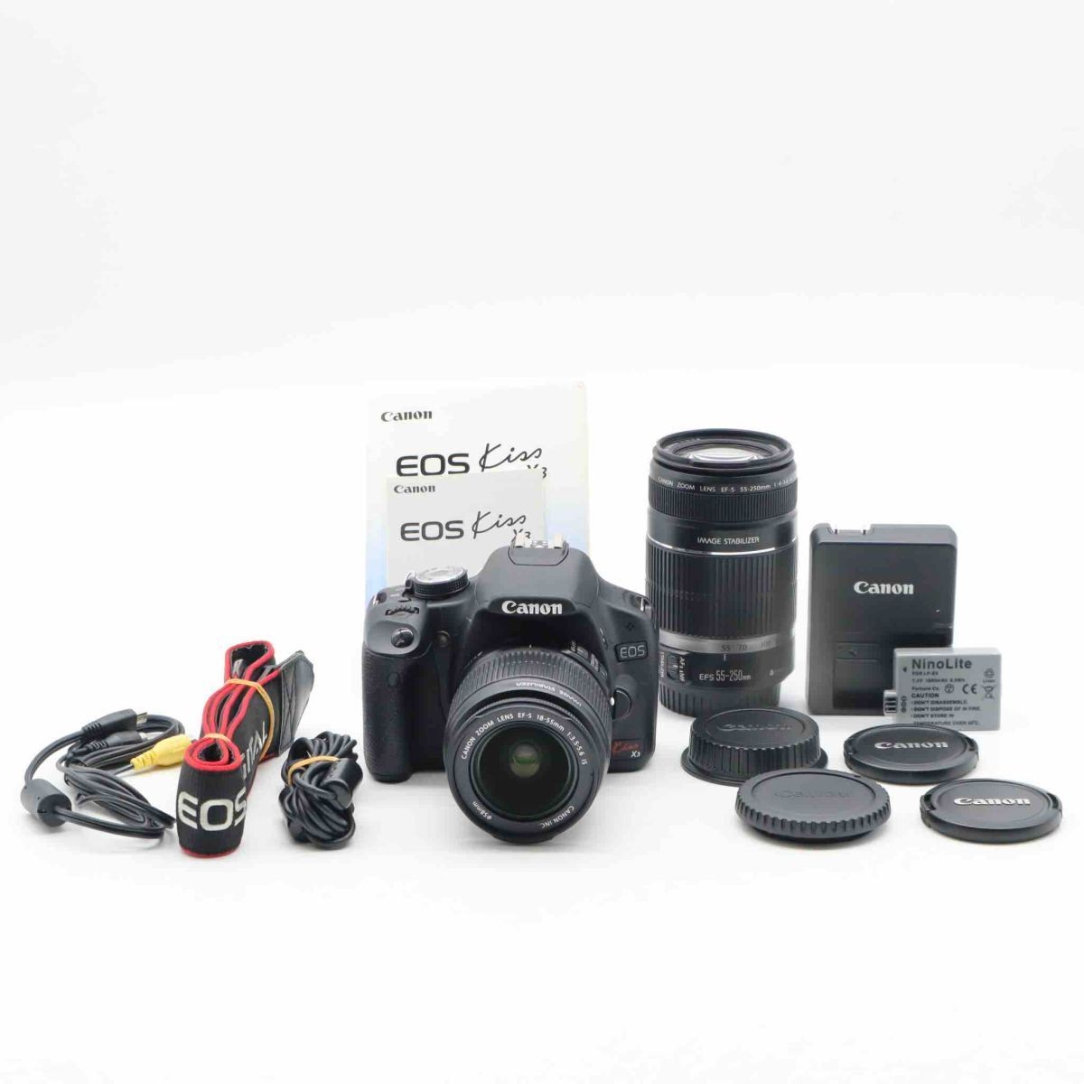 CANON EOS KISS X3 Double Zoom Kit EF-S 18-55mm IS & 55-250 IS #743-1 ...