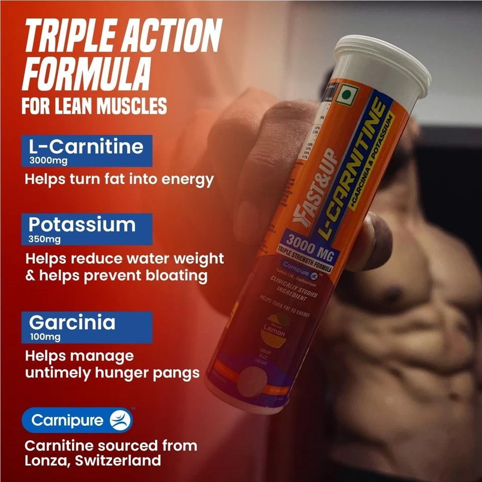 FAST&UP L CARNITINE tartrate Effervescent Tablets Lemon Flavour Pack of ...