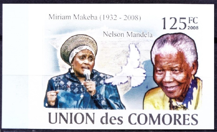 COMOROS 2008 MNH Imperf, Mandela Nobel Peace 1993, Miriam Makeba, Dove ...
