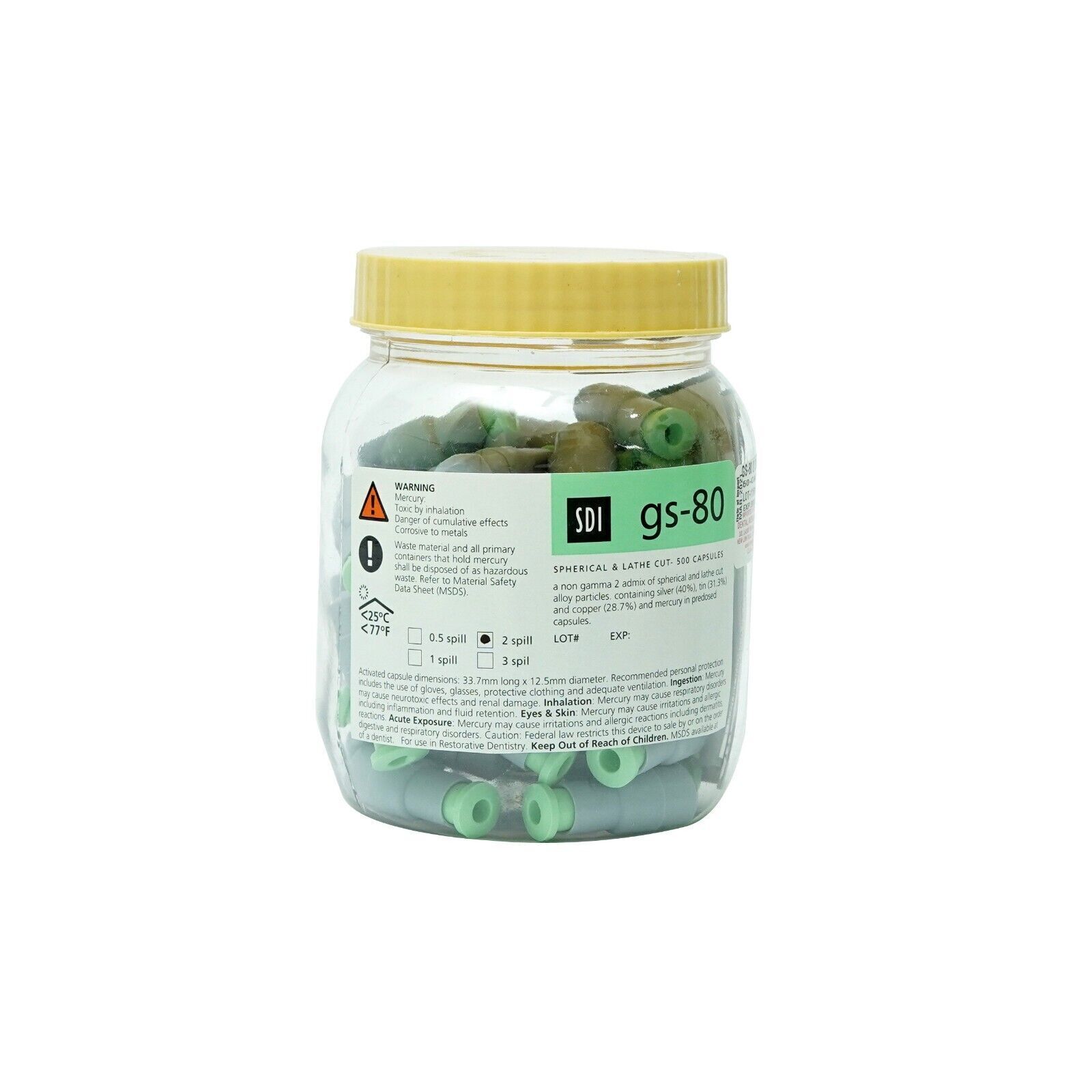 SDI GS-80 Amalgam Alloy Dental Material Regular Set Spill 50 Capsules ...