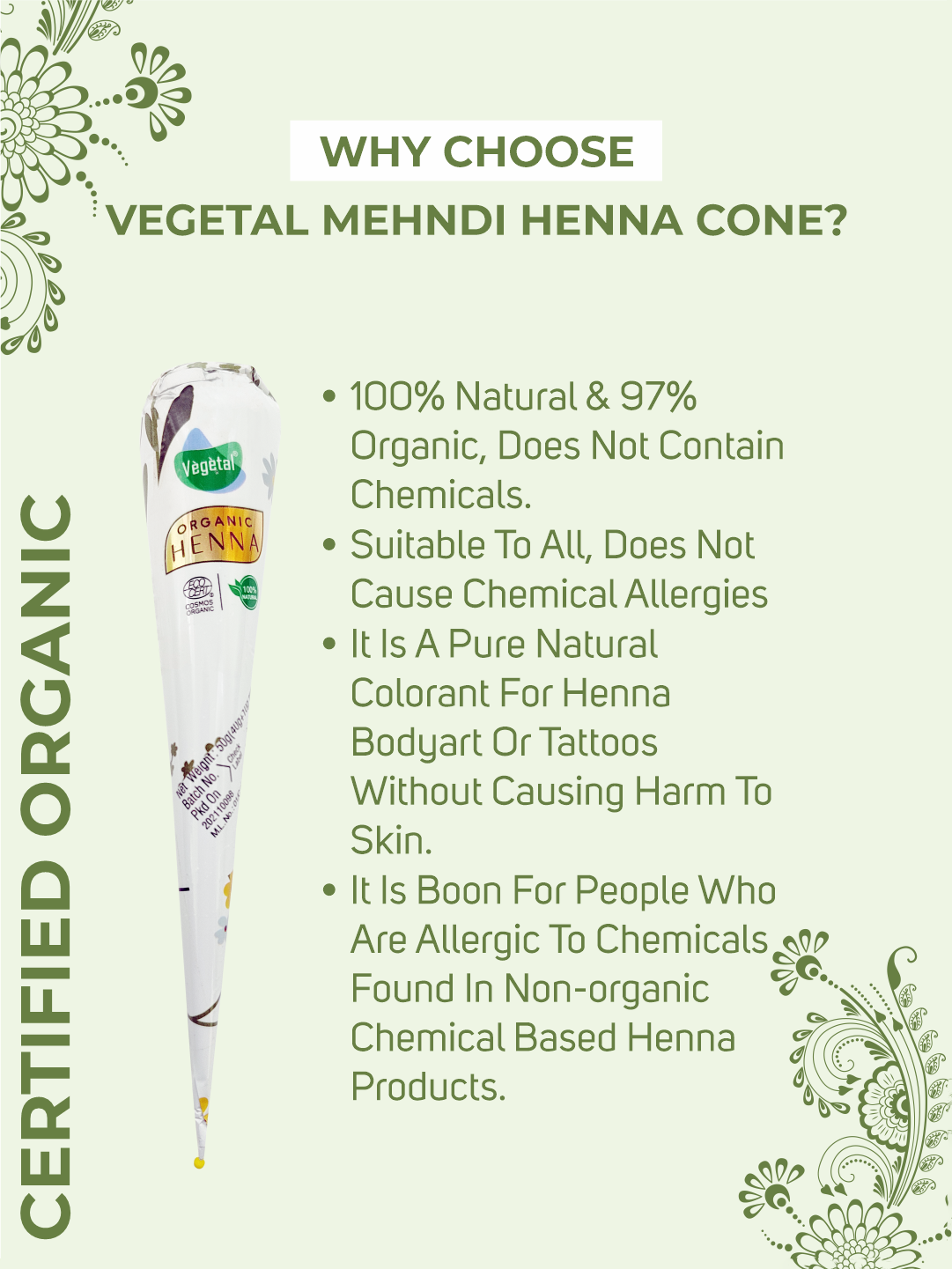 Natural Organic Mehandi Cone Natural Henna for Feets & Hands Henna ...