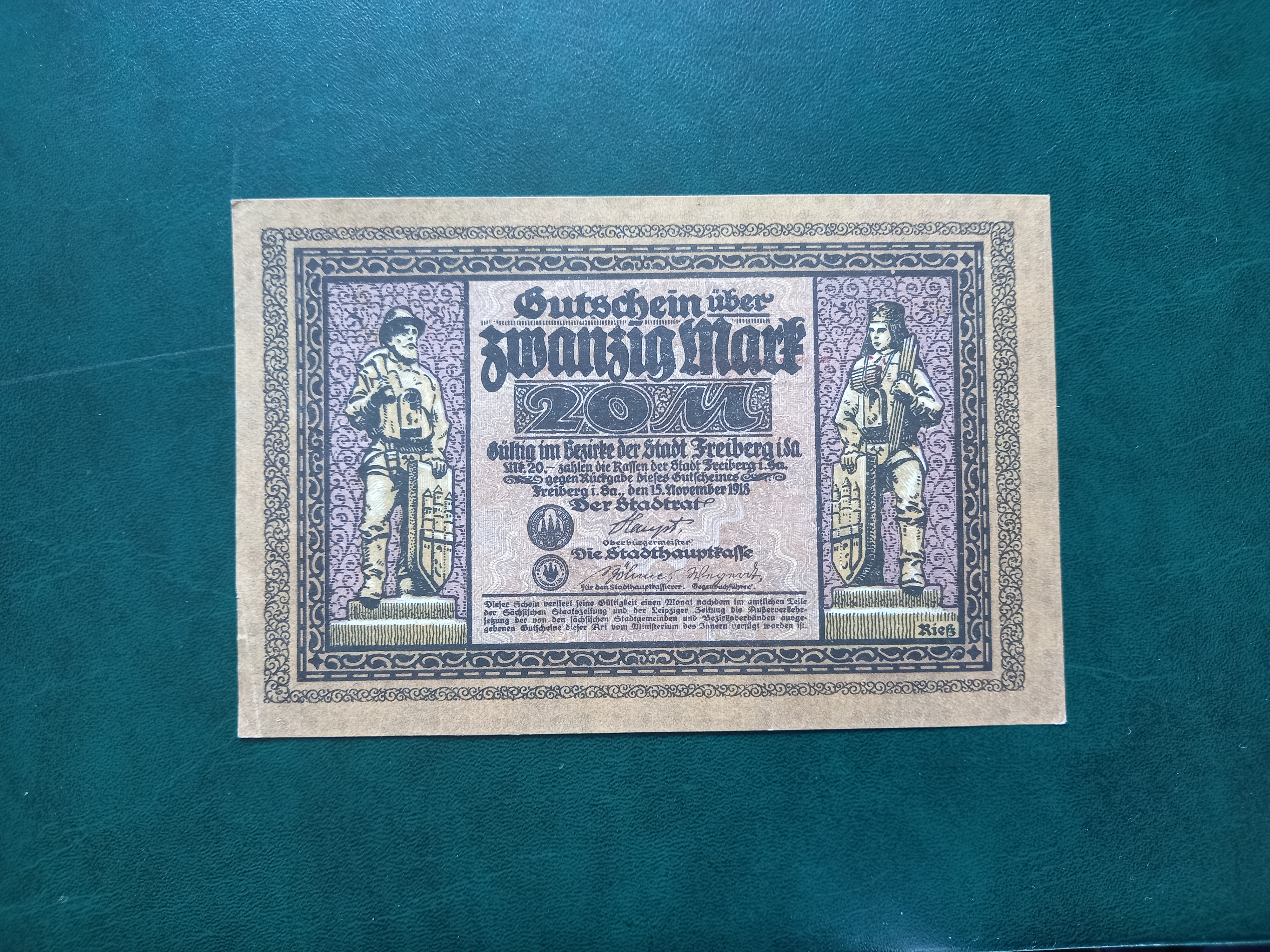 GERMANIA Notgeld 20 Mark banconota Freiberg 1918
